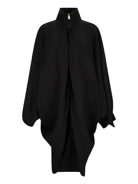 DARKPARK Norma Zip-up Draped Coat - Black