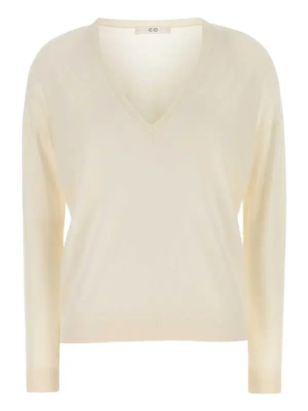 Co Knitwear V-neck Cropped Sweater - Nude