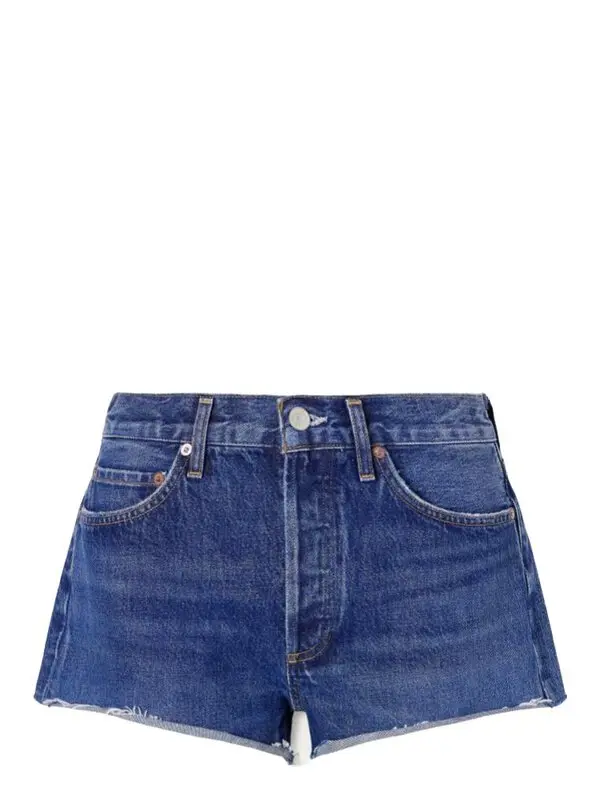 AGOLDE Parker Frayed Denim Shorts - Blue