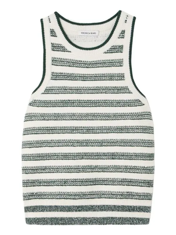 Veronica Beard Striped Knit Vest - Green