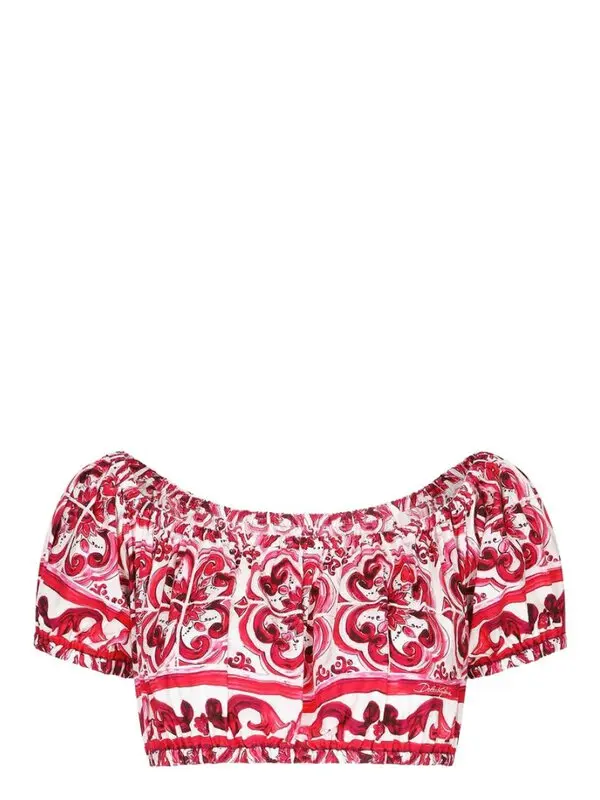 Dolce & Gabbana Mediterraneo Printed Off-shoulder Blouse - Red