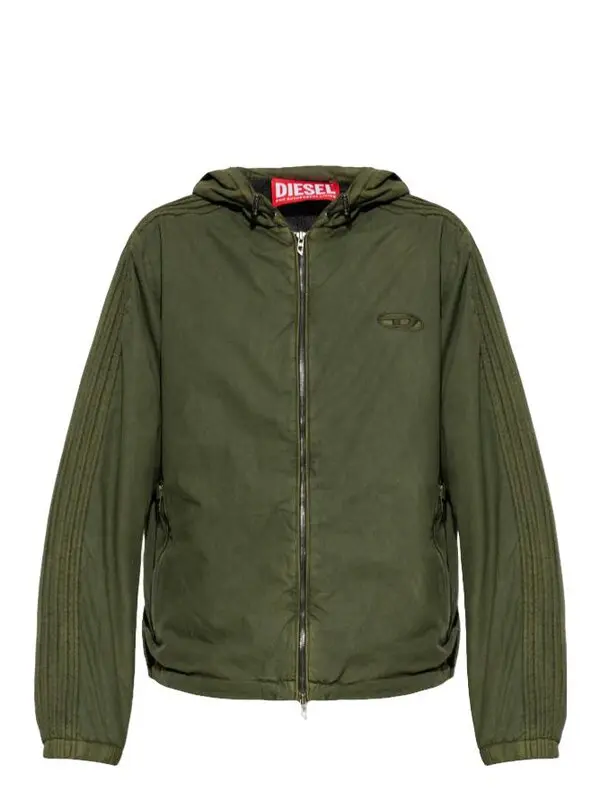 DIESEL® Logo Embroidered Hooded Jacket - Green