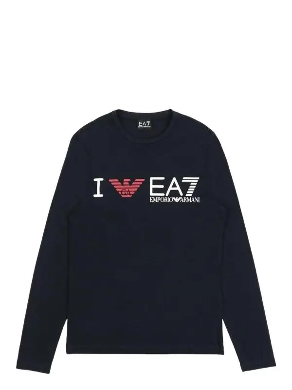 EA7 Logo T-shirt With Round Neck - Black