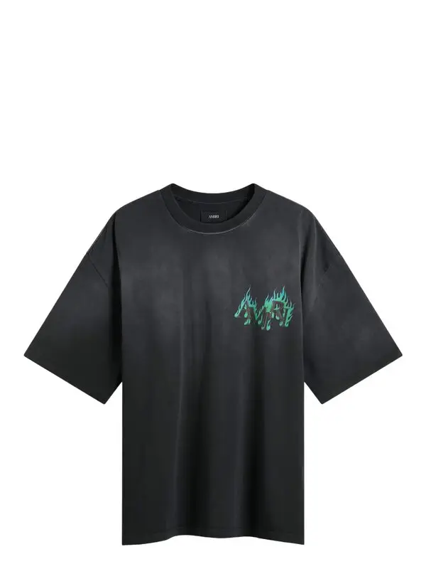 Amiri Logo Flames Crewneck T-shirt - Black