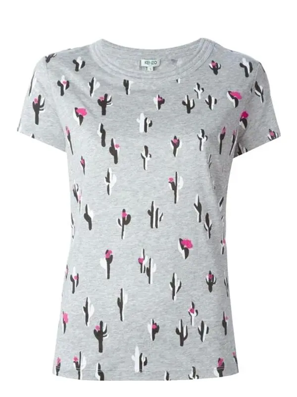 Kenzo Cactus Print T-shirt - Gray