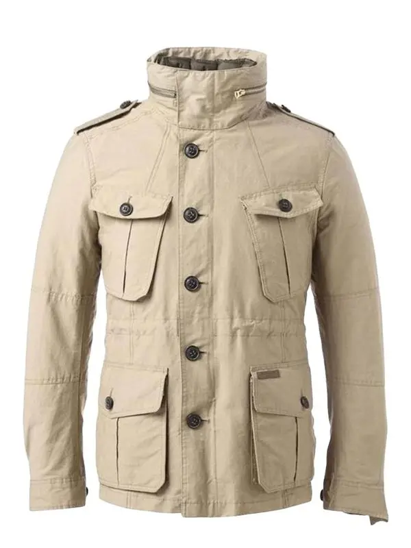 Burberry High Collar Casual Jacket - Nude