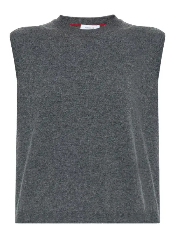 FERRAGAMO Crew Neck Knitted Vest - Black