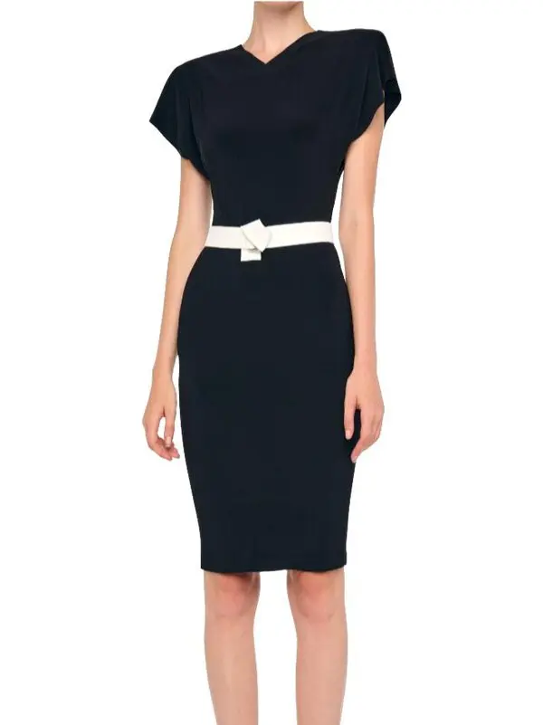 Norma Kamali Cap Sleeve Shoulder Pad Dress - Black