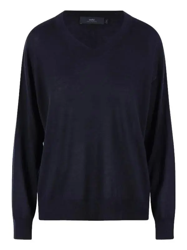 Arch4 V-neck Ribbed Knit Sweater - Black