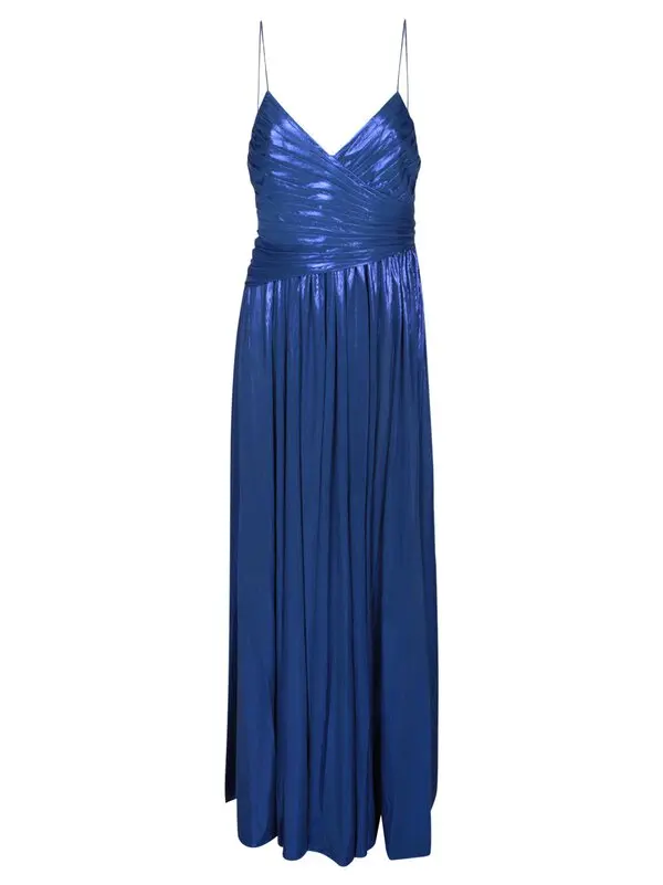 Retrofete Metallic V-neck Maxi Dress - Blue