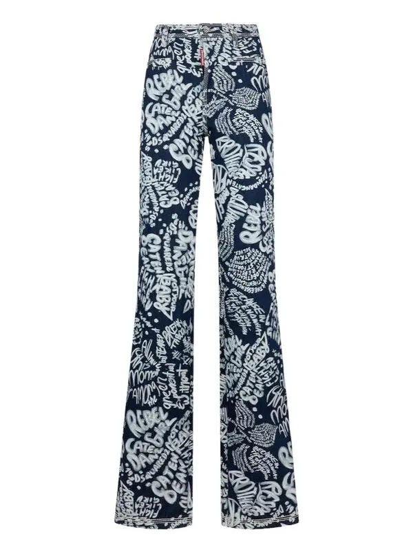 Dsquared2 Dalma Allover Printed Straight-leg Jeans - Gray