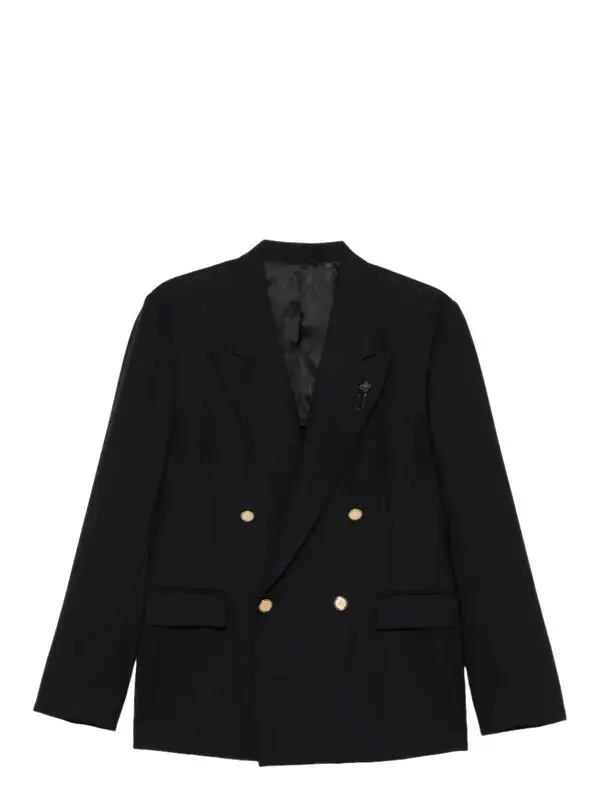 LARDINI Double-breasted Blazer With Gold Tone Buttons - Black