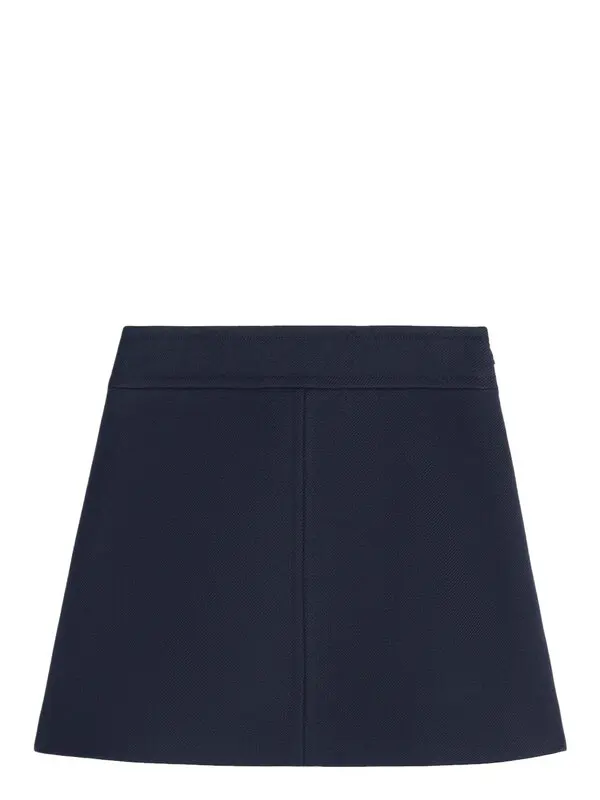 Celine Trapeze Mini Skirt In Double Faced Wool Tricotine - Ink