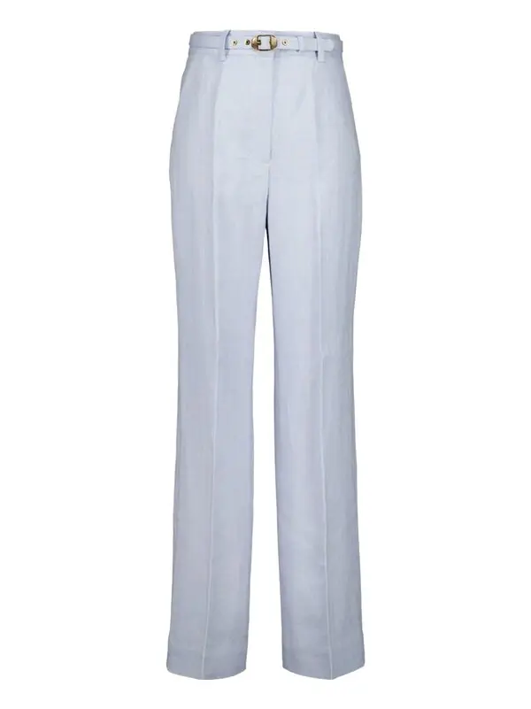 Zimmermann Pinstripe Belted Tailored Trousers - Gray