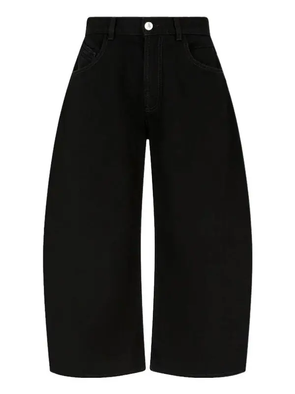 Attico Oversized Cropped Jeans - Black