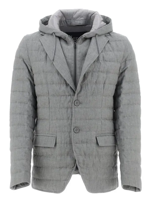 Herno Hooded Quilted Blazer - Gray