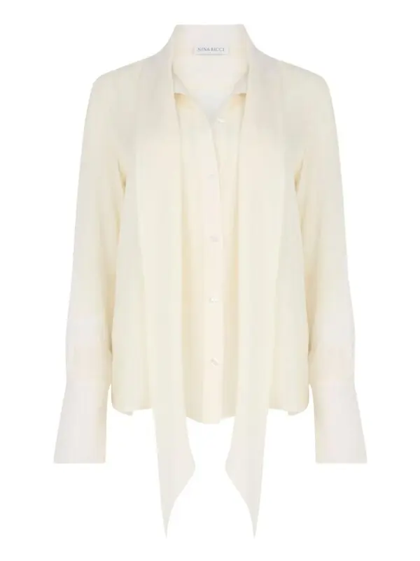 Nina Ricci Lavalliere Satin Shirt - White