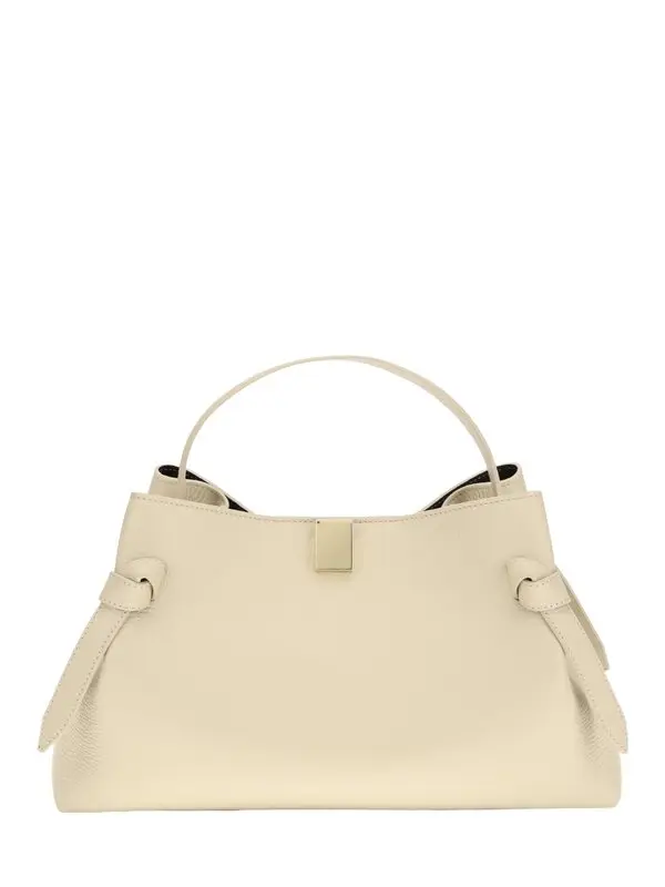 Yuzefi Gyoza Leather Tote Bag With Top Handle And Adjustable Shoulder Strap - Nude