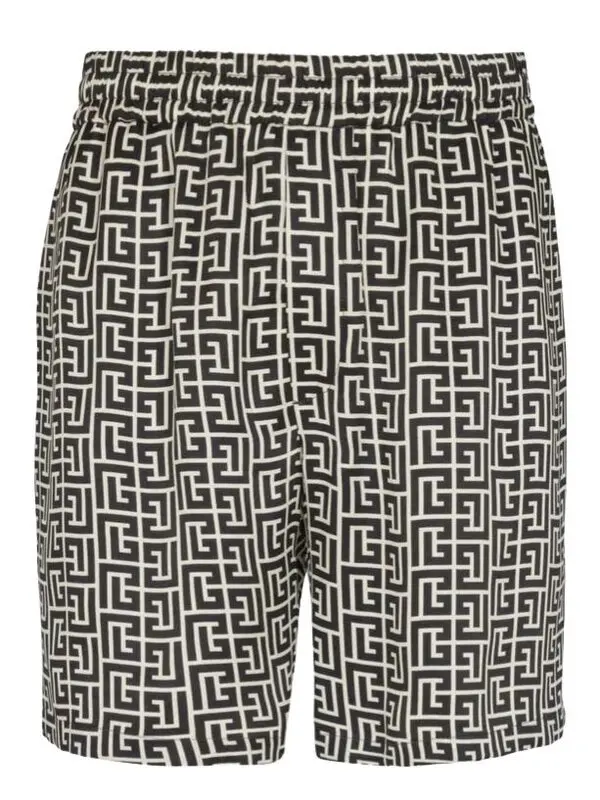 Balmain Monogram Pattern Shorts - Black
