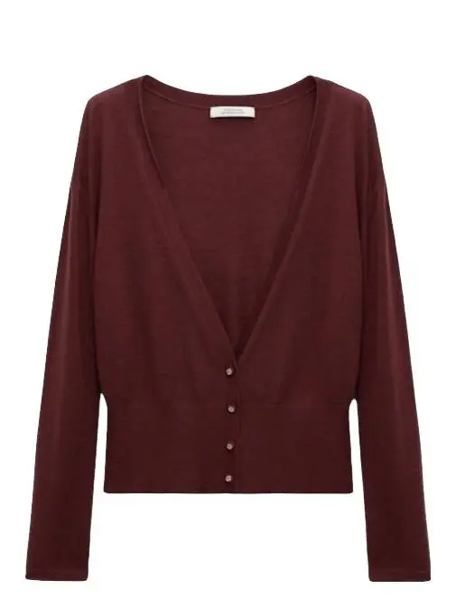 Dorothee Schumacher Button-front V-neck Cardigan - Deepredbrown