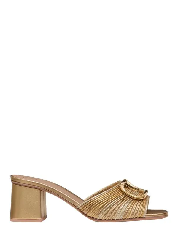 Valentino Garavani Vlogo Signature Metallic Effect Heeled Sandals - Golden