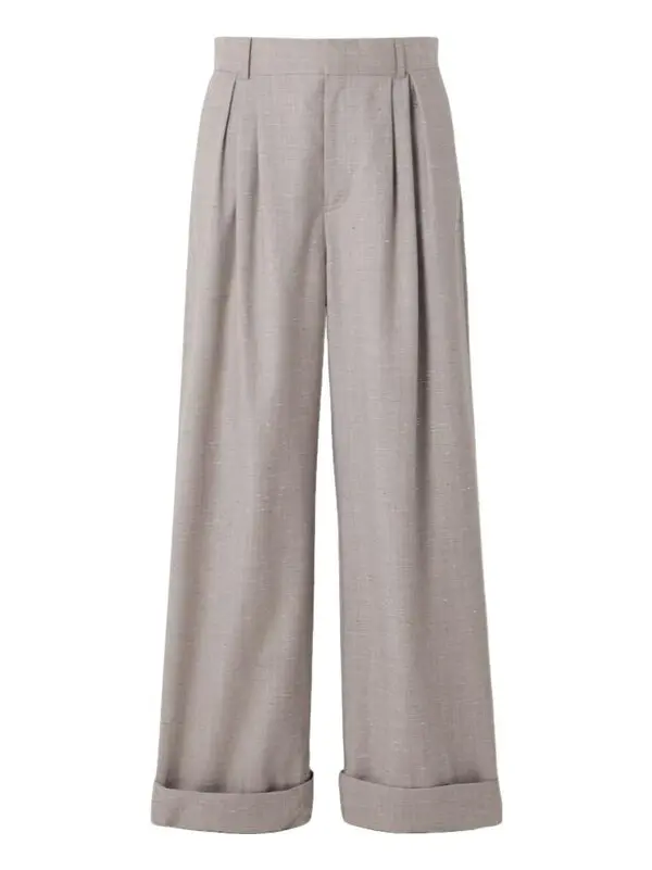 Loulou De Saison Davy Pleated Rolled Trousers - Gray