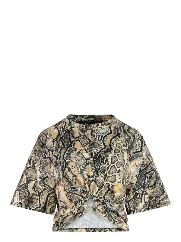 Just Cavalli Snake Print Cropped T-shirt - Multicolor
