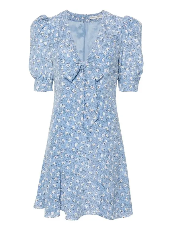 Alessandra Rich Floral Print Silk Minidress - Blue