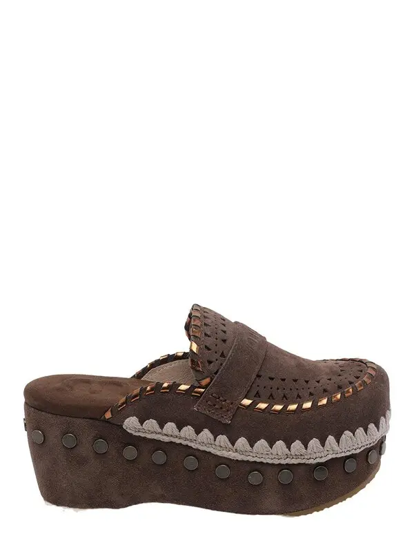 Mou Platform Studded Clogs - Black