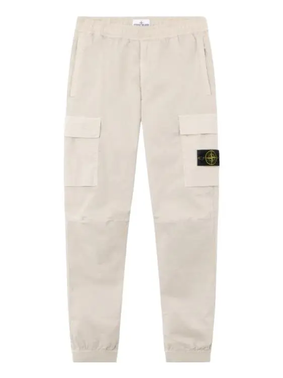 Stone Island Logo-patch Cargo Trousers - Pearl Grey