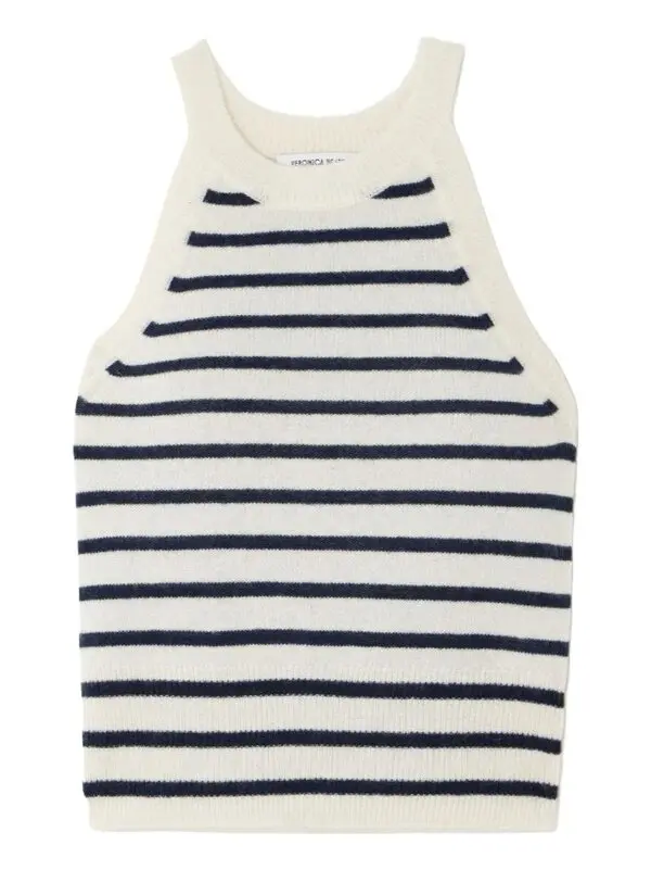 Veronica Beard Striped Cashmere Vest - White