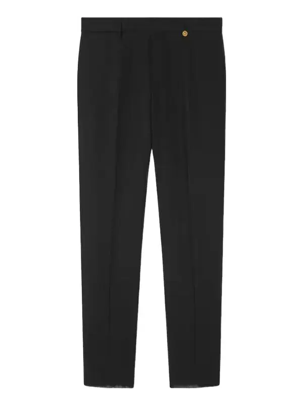 Versace Pleated Tailored Trousers With Medusa Hardware - Black