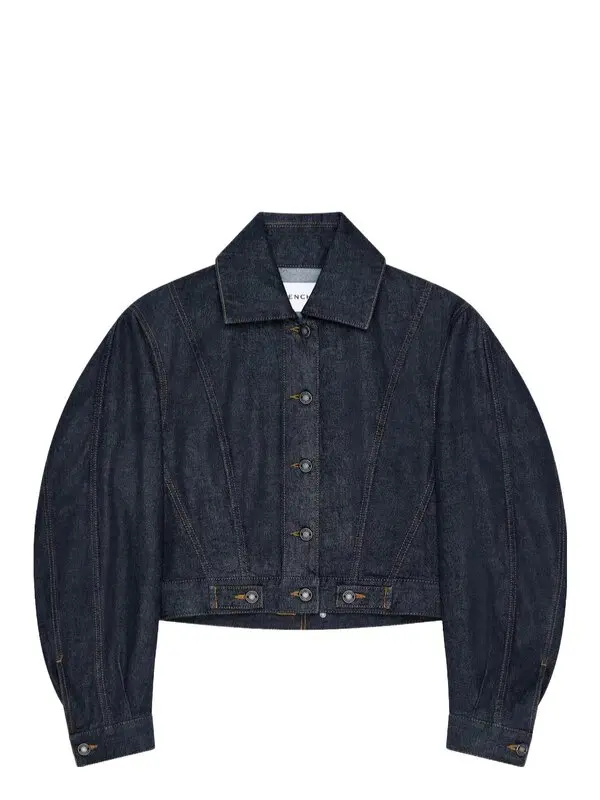 Givenchy Collared Button-up Denim Jacket - Dark Blue