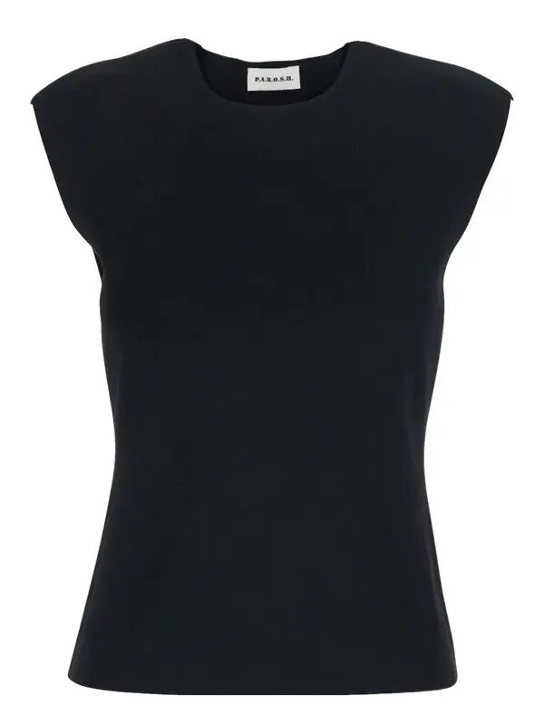 P.a.r.o.s.h Padded Shoulder Crewneck T-shirt - Black