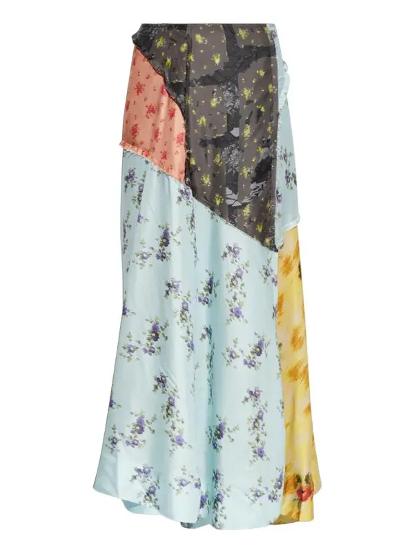 GANNI Patchwork Floral-print Ankle-length Skirt - Multicolour
