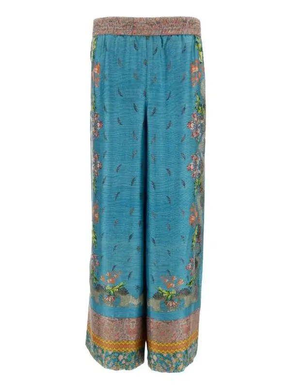 PIERRE-LOUIS MASCIA Elastic Waist Wide-leg Printed Trousers - Blue