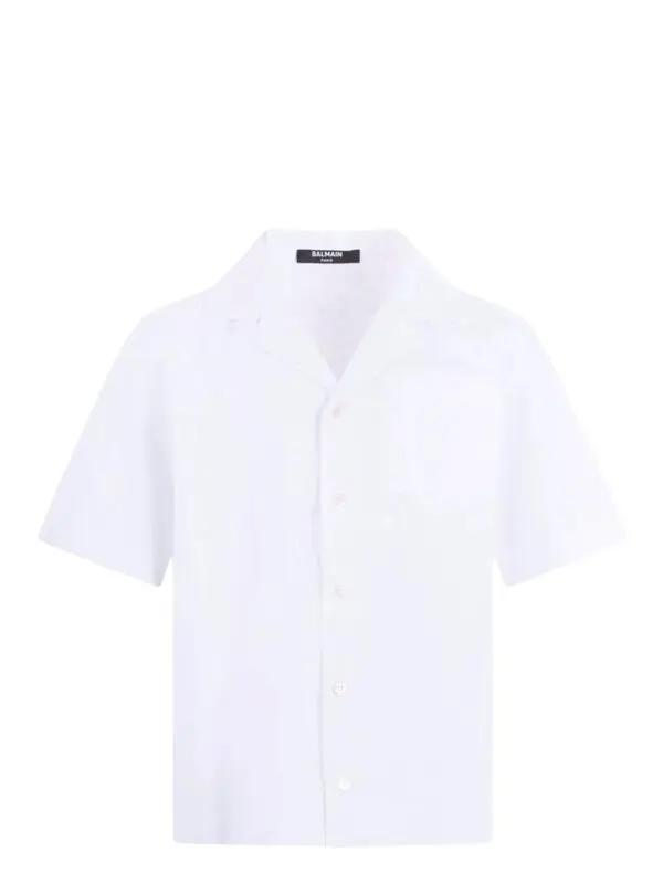 Balmain Short Sleeve Shirt With Lapel Collar - White