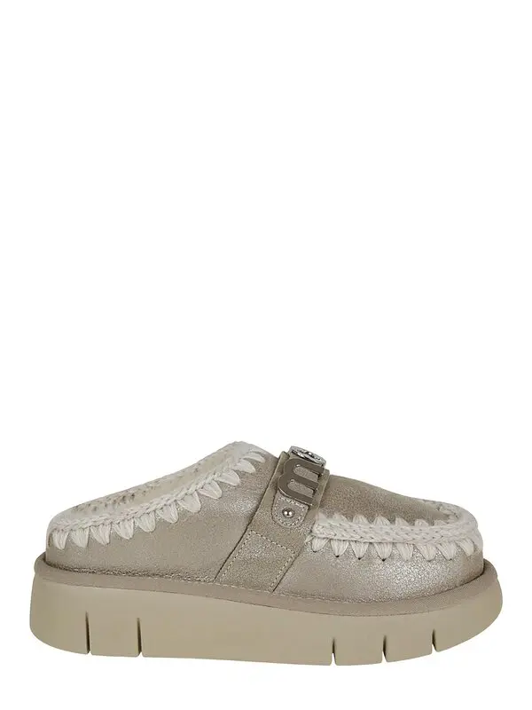 Mou Bounce Logo-plaque Braided-trim Platform Sandals - Gray