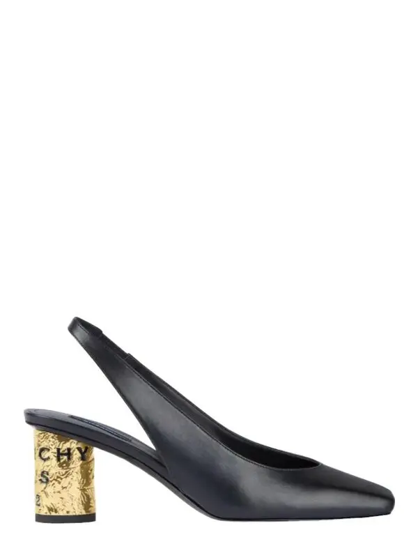 Givenchy Tape Slingback Pumps With Textured Gold-tone Heel - Black