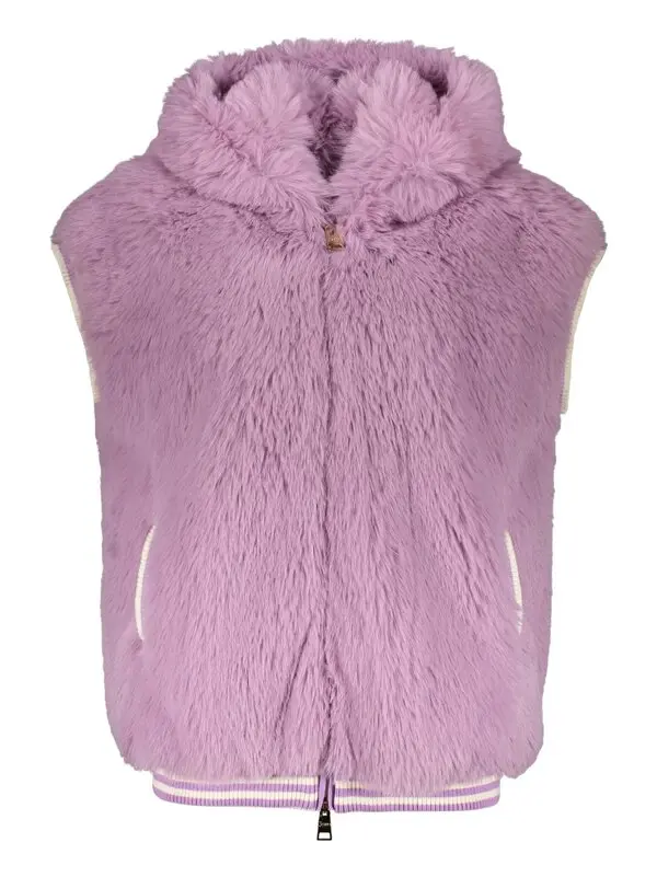 Herno Hooded Faux Fur Gilet - Lavender