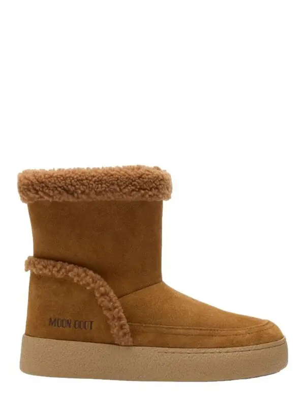 Moon Boot Logo Printed Ankle Boots - Cognac Brandy