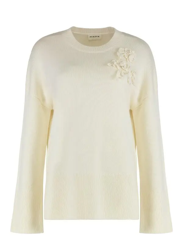 P.a.r.o.s.h Floral Embroidered Knitwear - White