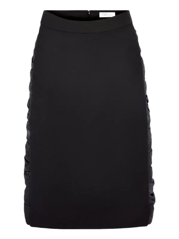 Nina Ricci Ruched Effect Wool Midi Skirt - Black