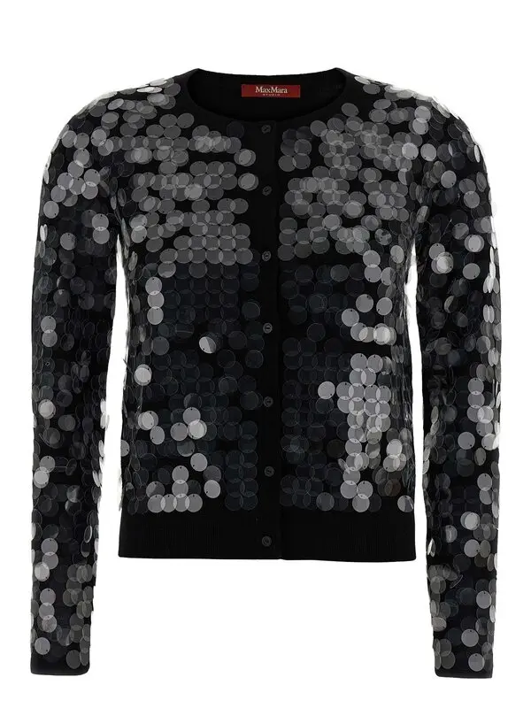 Max Mara Necton Sequin Embellished Knit Cardigan - Black