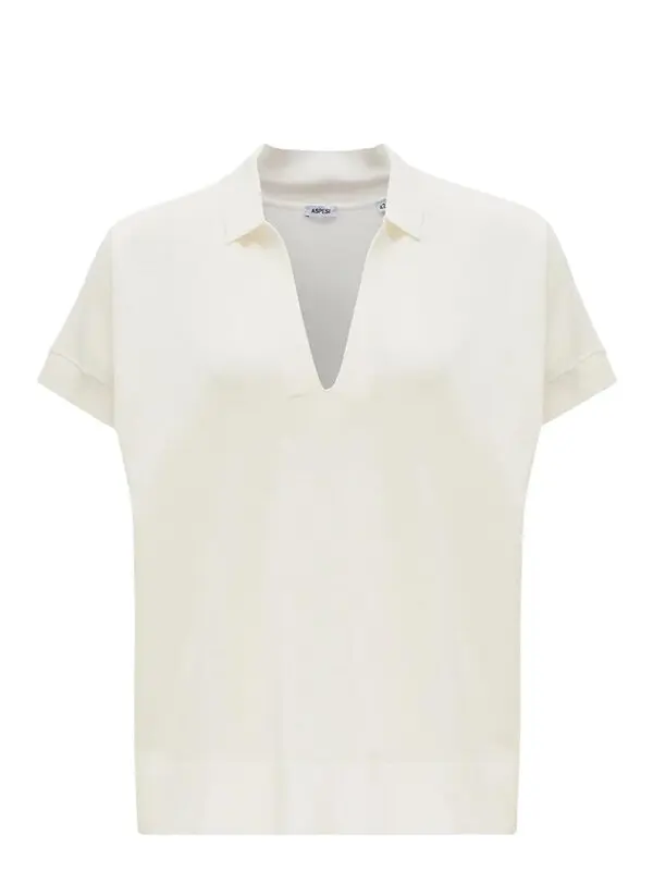 Aspesi Split Neck Fine-knit T-shirt - White