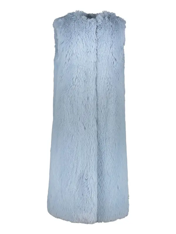 Herno Long Faux Fur Gilet Coat - Blue