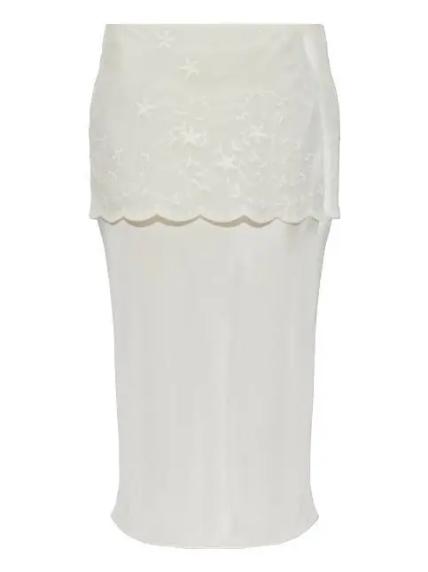 Posse Lace Midi Skirt - White