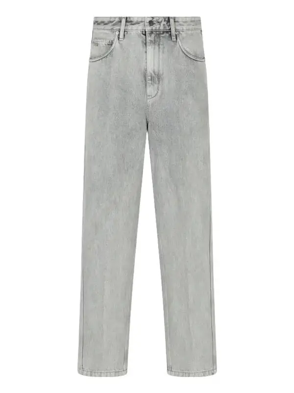 Emporio Armani Logo Patch Straight Hem Jeans - Gray