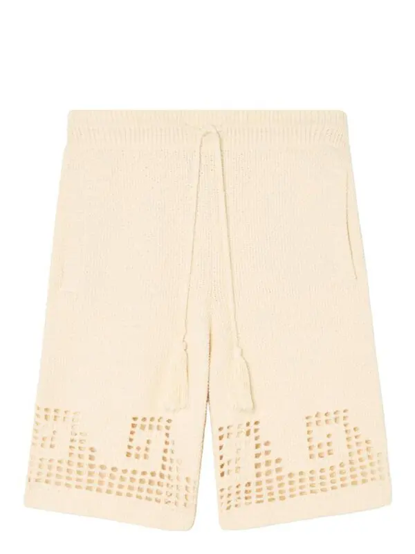 Alanui Bermuda Shorts With Wavy Pattern And Tassels - Sand