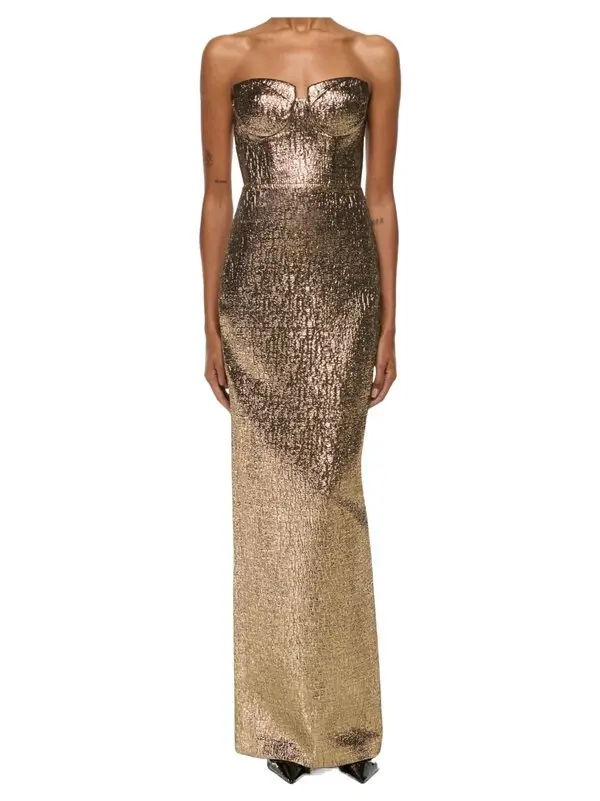 Roland Mouret Metallic Jacquard Gown - Gold